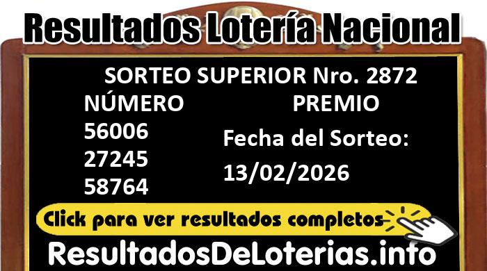 Resultados del sorteo Superior 2872 viernes 13/02/2026 | Resultados ...